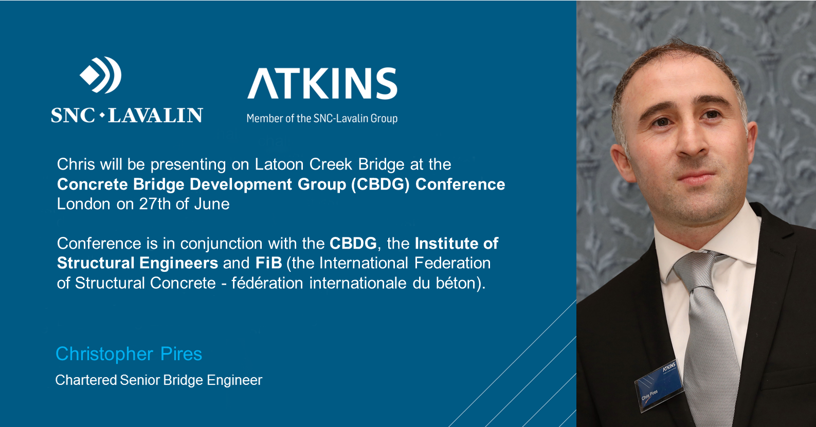 Chris Pires speaking at CBDG conference - AtkinsRéalis